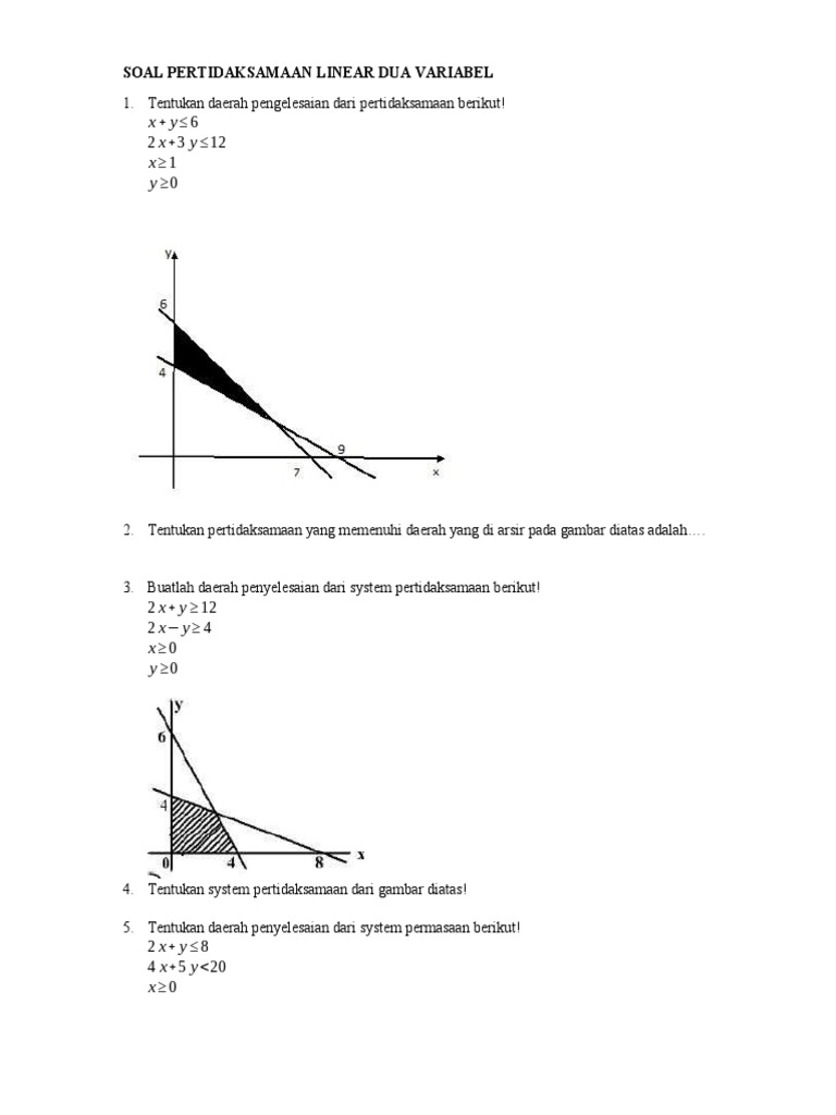Soal Pertidaksamaan Linear Dua Variabel | PDF