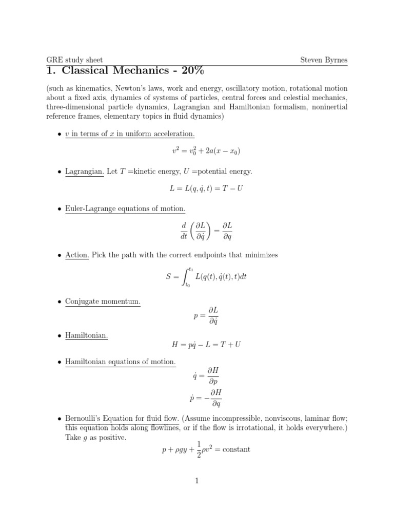 Comprehensive GRE Physics Study Guide | PDF