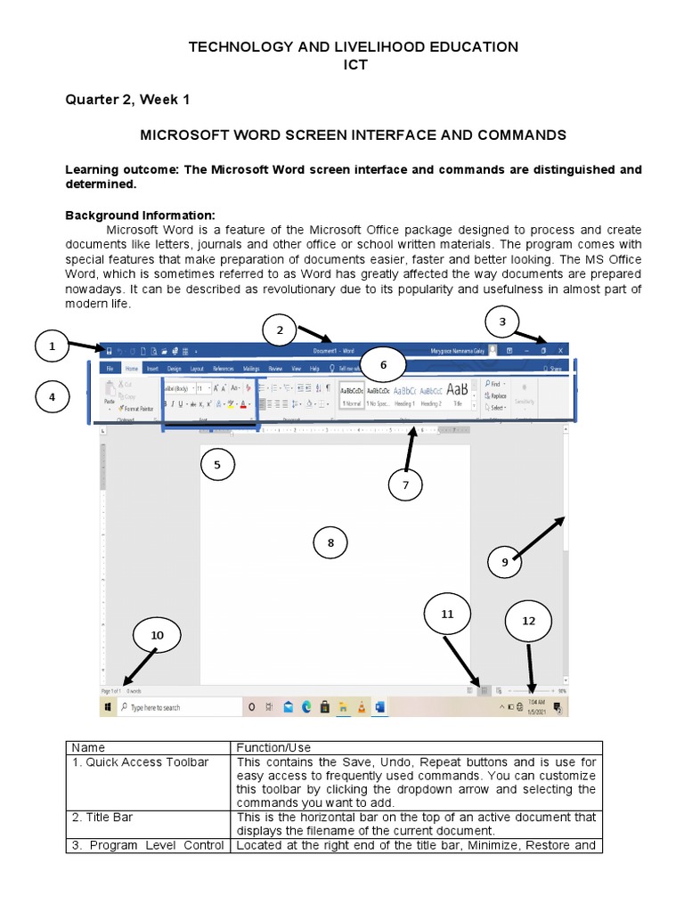 Q2 W1 Lesson | PDF | Window (Computing) | Microsoft Word