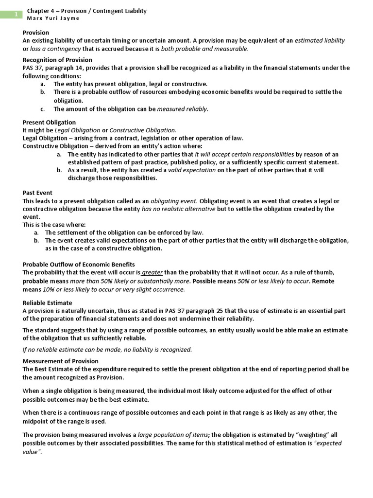 Understanding Provisions: Key Concepts, Recognition Criteria ...