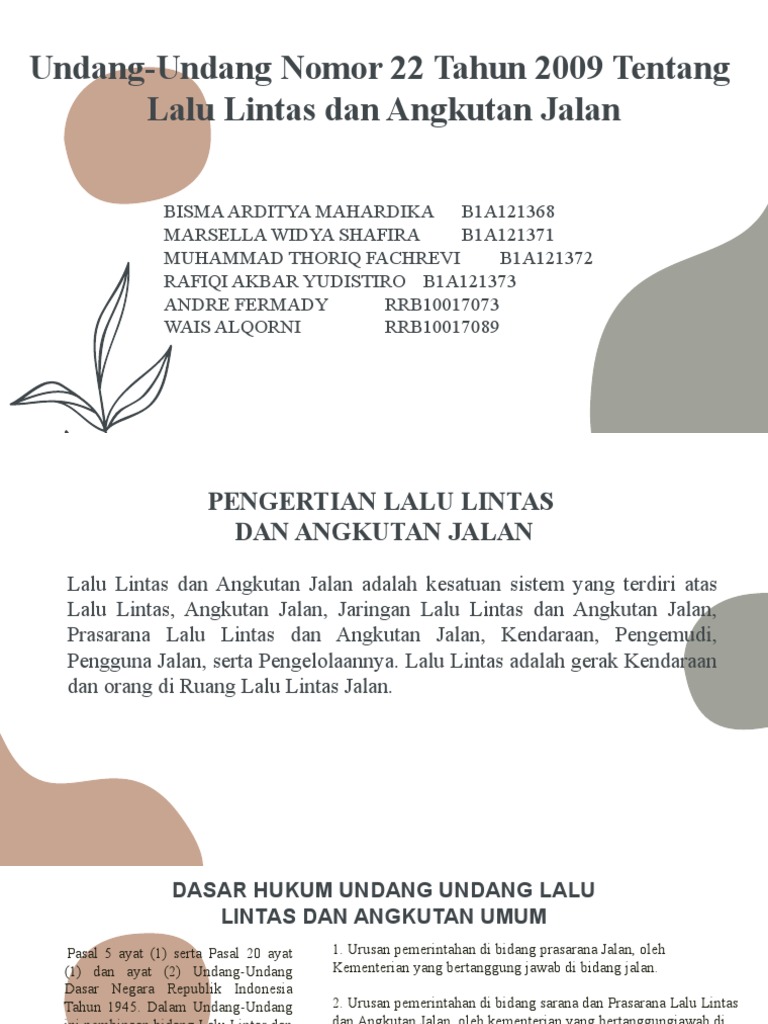 UU Lalu Lintas dan Angkutan Jalan 2009 | PDF