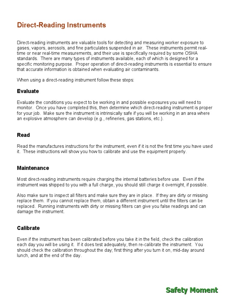 Direct-Reading Instruments | PDF | Calibration | Particulates