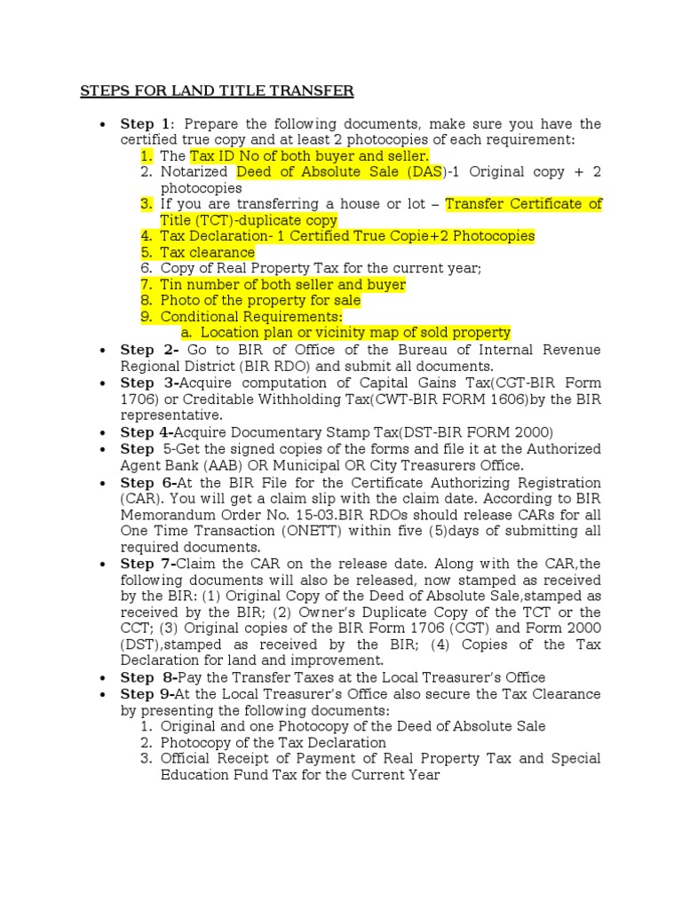 Steps in Transferring Title | PDF | Conveyancing | Notary Public