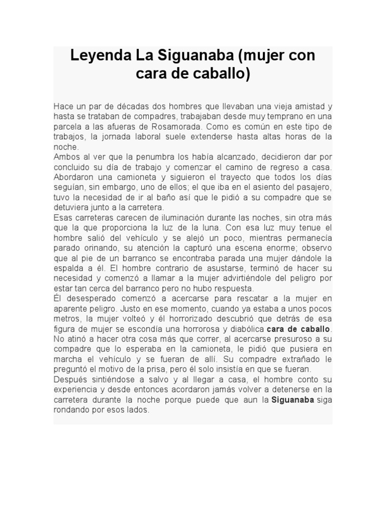 Leyenda La Siguanaba | PDF