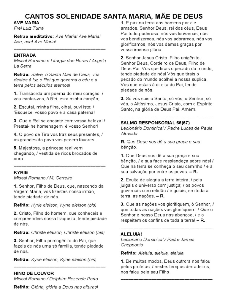 Solenidade De Santa Maria Mãe De Deus Pdf Maria Mãe De Jesus Amor