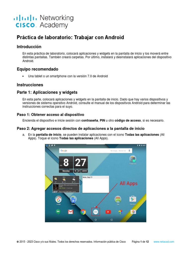12.1.2.2 Lab - Working With Android PDF | PDF | Android (sistema ...