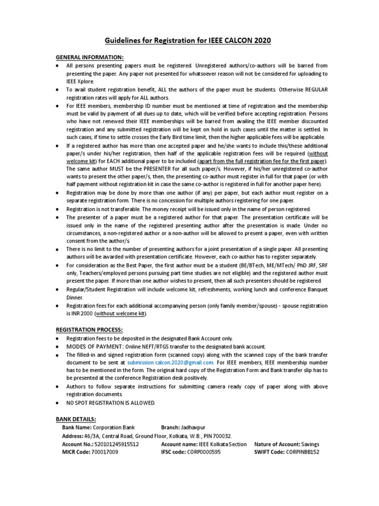 Registration Guideline CALCON 2020 | PDF | Service Industries