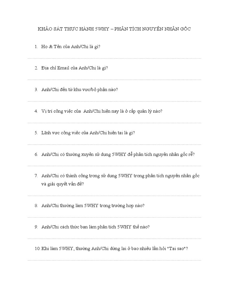 KH o Sát TH C Hành 5why | PDF