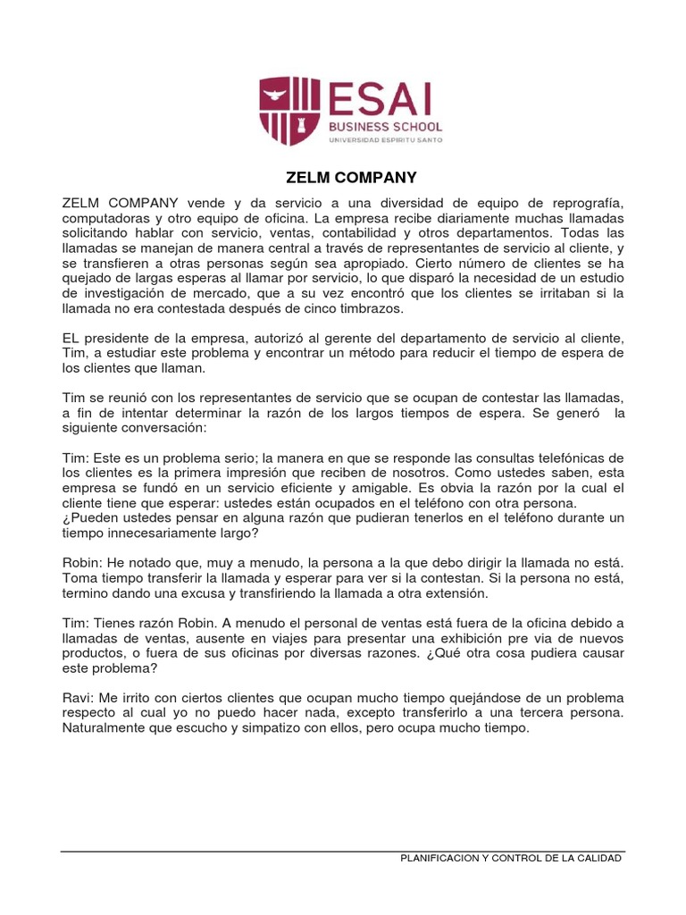 Caso Zelm Company | PDF | Cliente