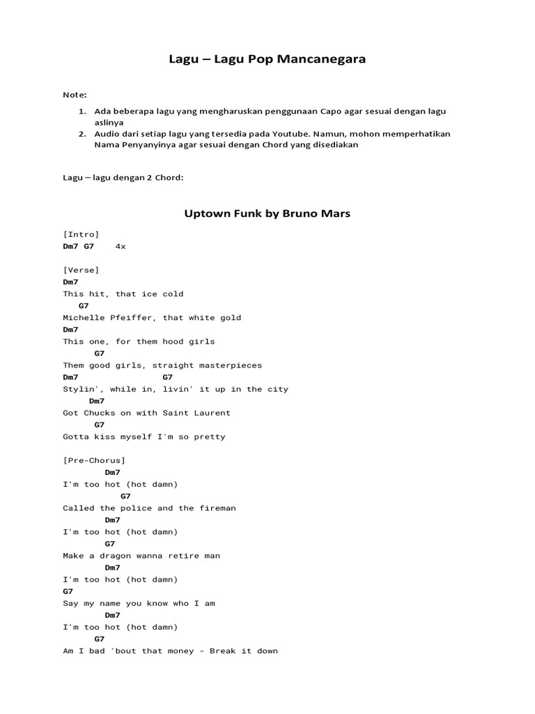 Easy 2-Chord Pop Songs Guide | PDF