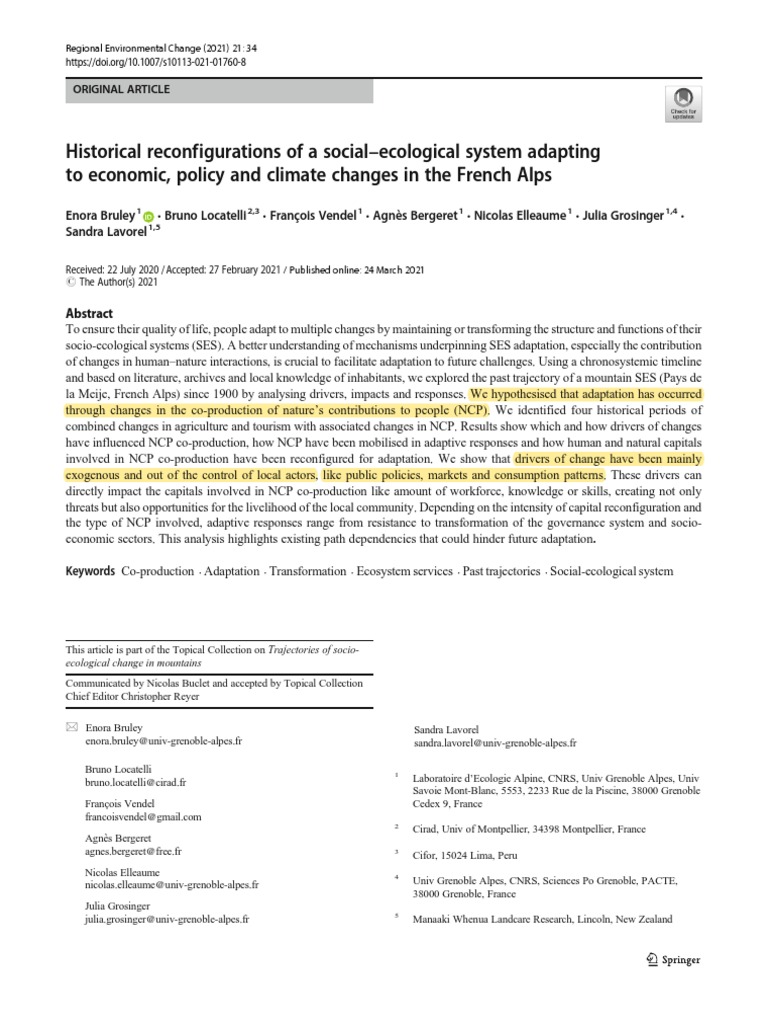 Bruley Et Al 2021 - Historical Reconfigurations of SES | PDF ...