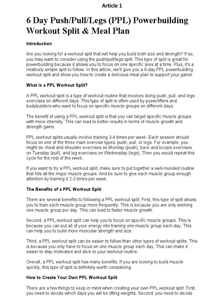 Maximizing Muscle Growth: A Comprehensive 6-Day PPL Workout Split and ...