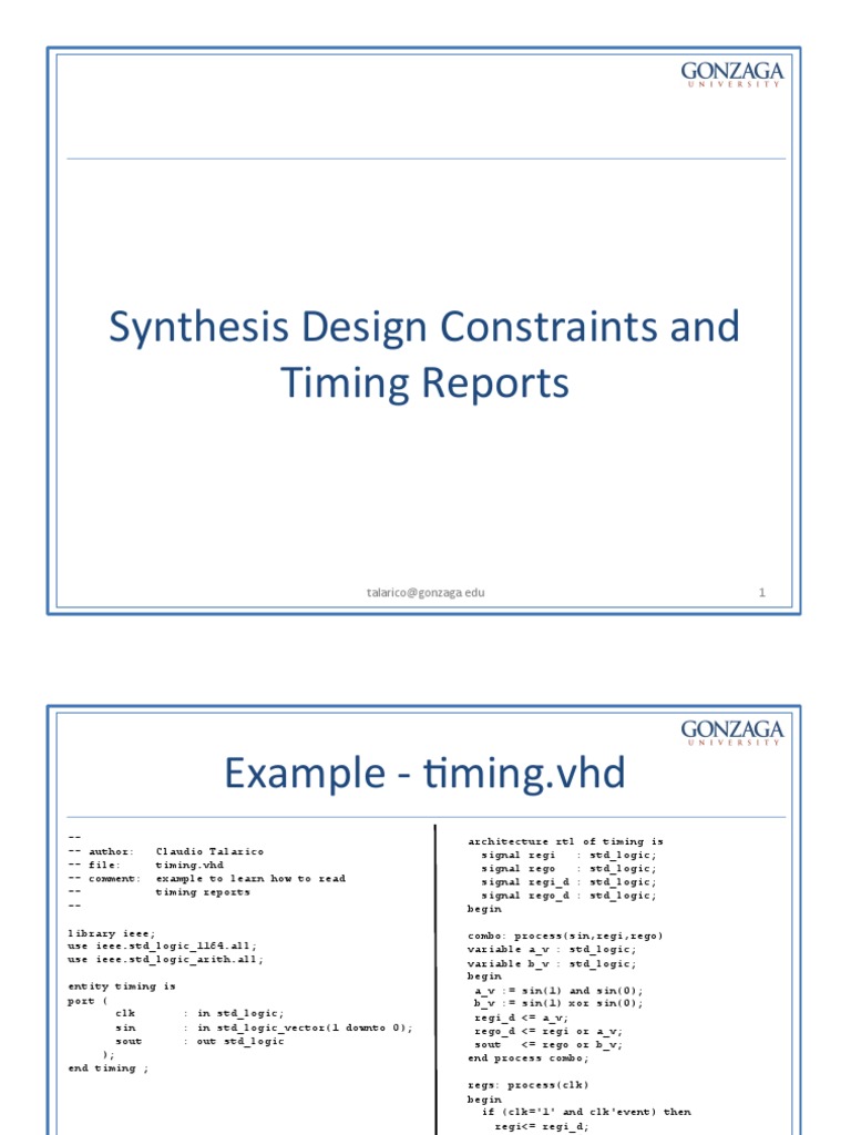 Timing Analysis of a Synthesized Design: Constraints, Reports, and Methodology | PDF ...
