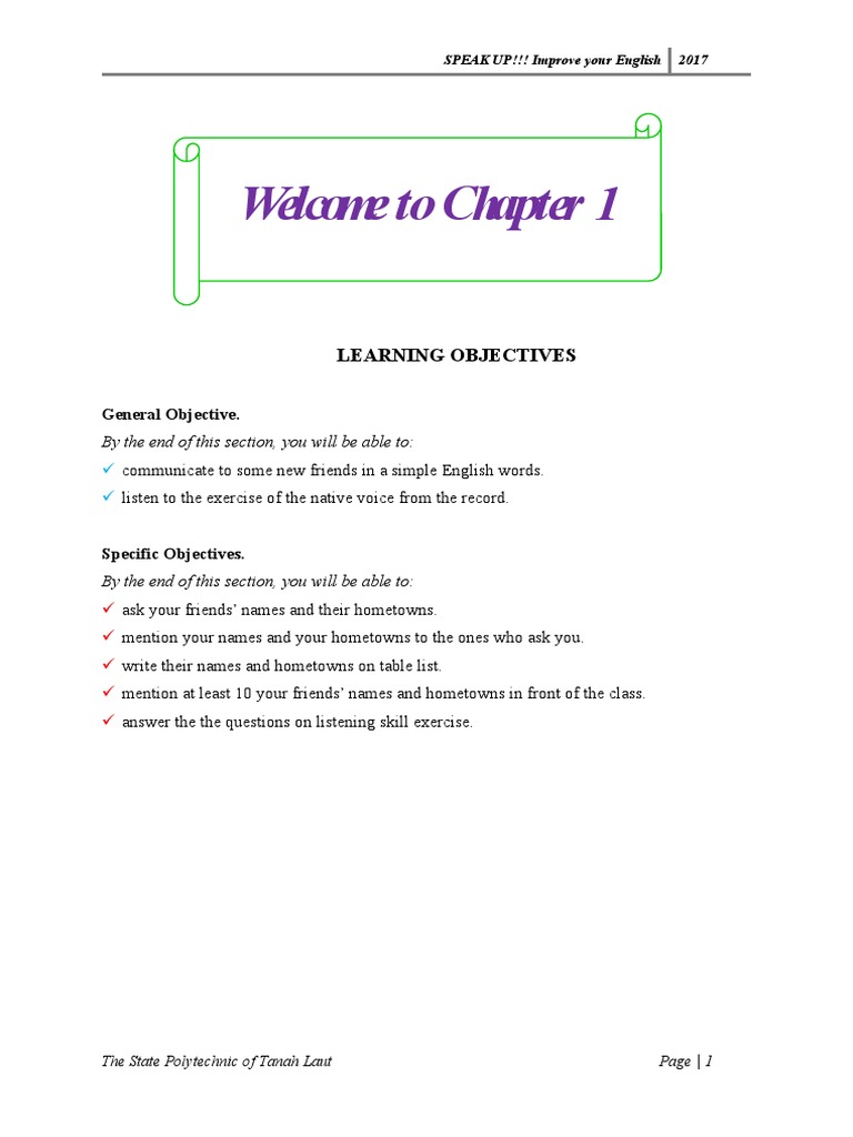 Chapter 1 - First Day of Collage | PDF | Linguistics | Human Communication