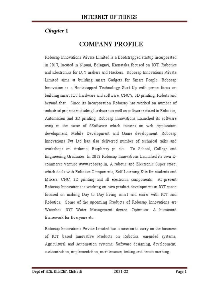 IoT Intership Report | PDF | Infrared | Microcontroller
