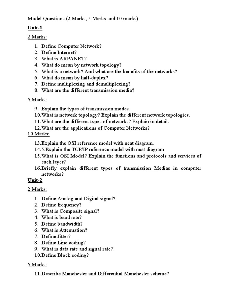 Data Communication Computer Network Question Bank Pdf Computer