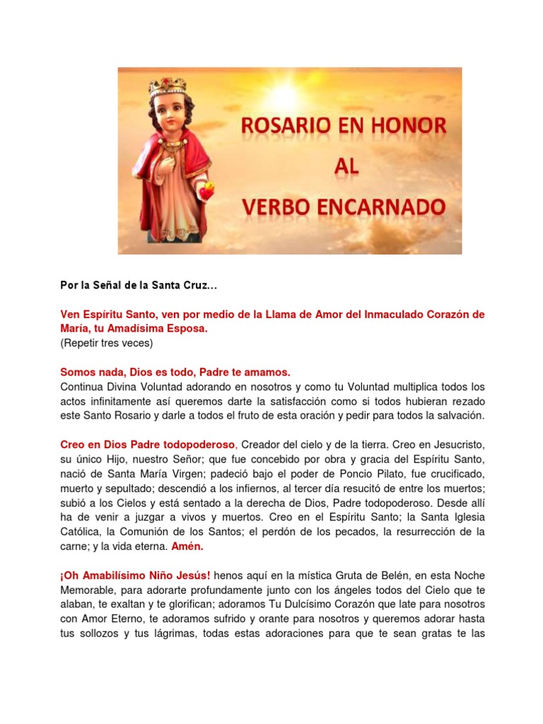 Rosario Al Verbo Encarnado | PDF | María, madre de Jesús | Pecado