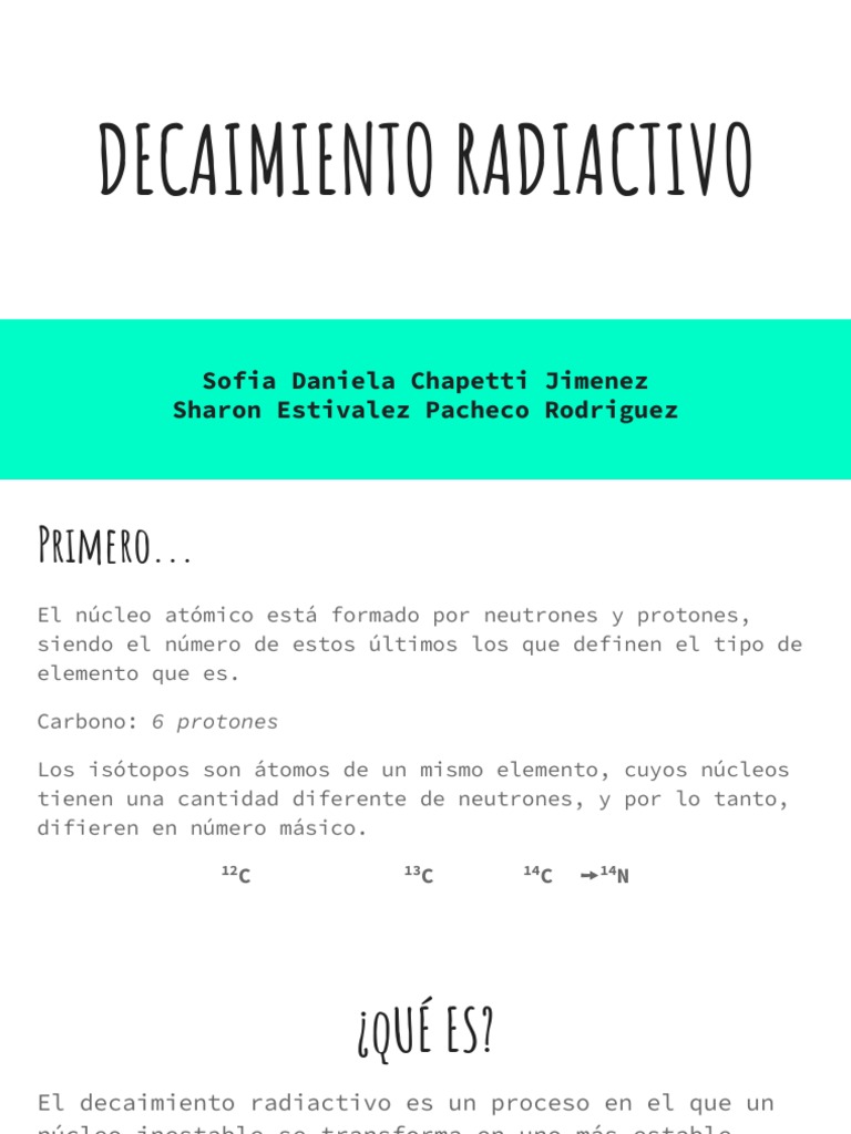Decaimiento Radiactivo: Conceptos y Aplicaciones | PDF | Desintegración ...