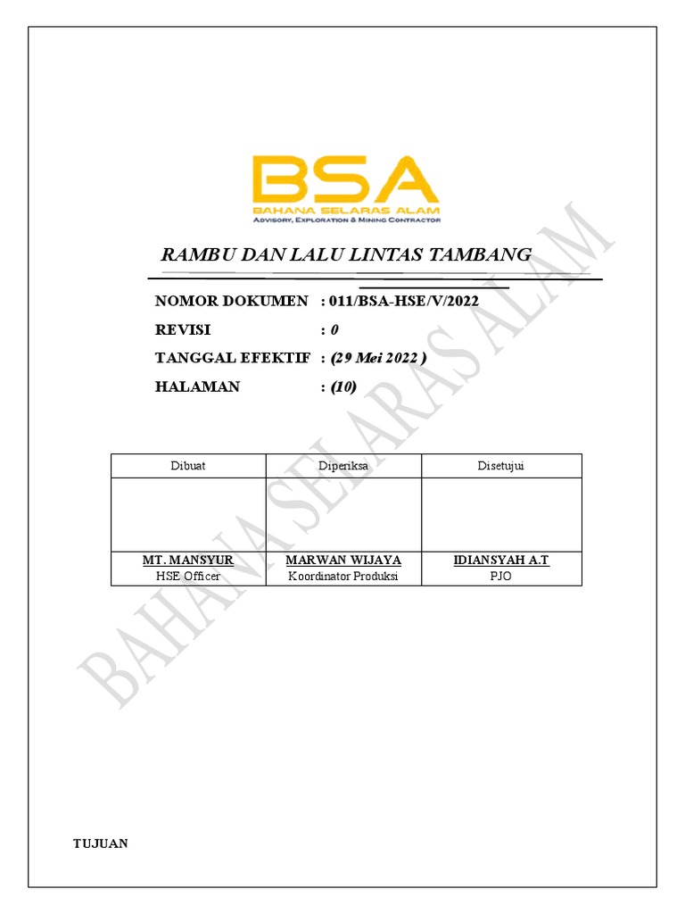 Rambu Dan Lalu Lintas Tambang (HSE) | PDF