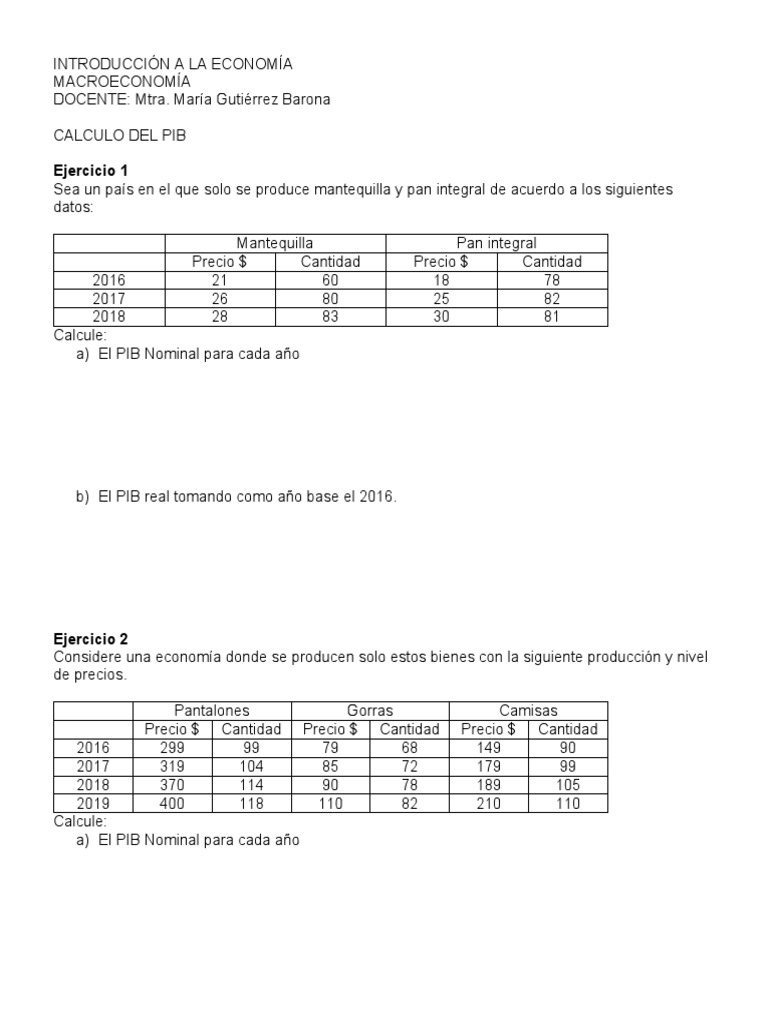 Actividad SESION 13 Ejercicios PIB | PDF