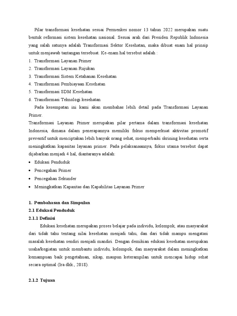 Pilar 1 Transformasi Kesehatan | PDF
