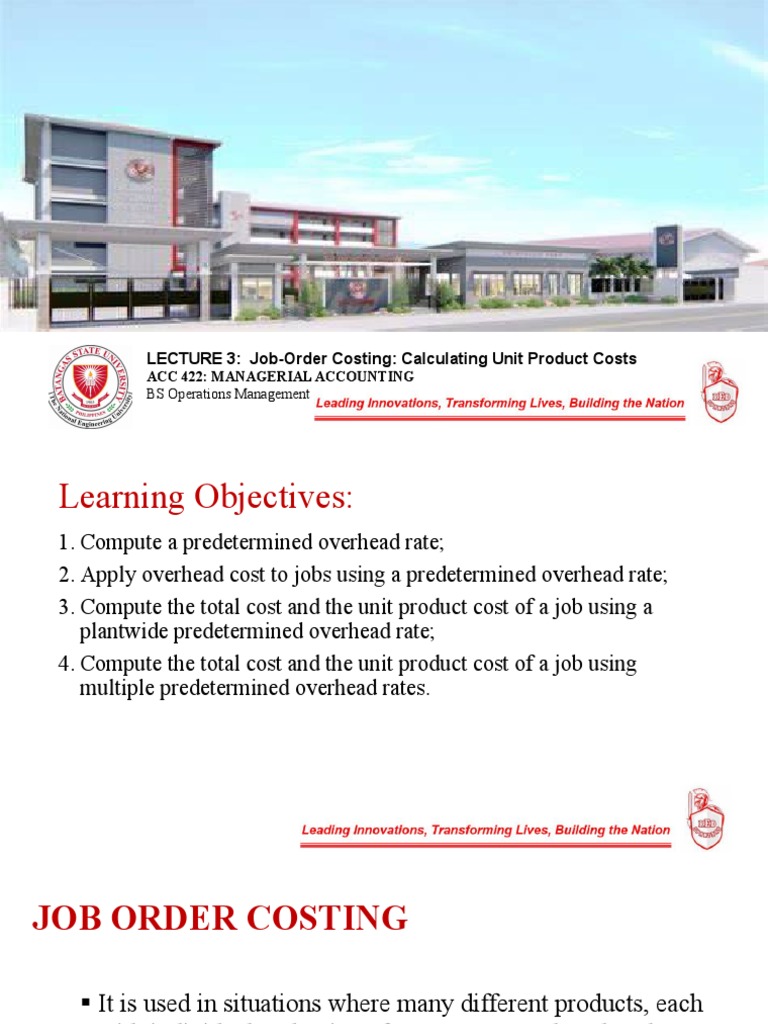 Calculating Unit Product Costs Using Job Order Costing With
