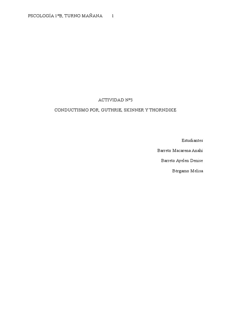 Aportes de Thorndike al Conductismo | PDF | Behaviorismo | Reforzamiento