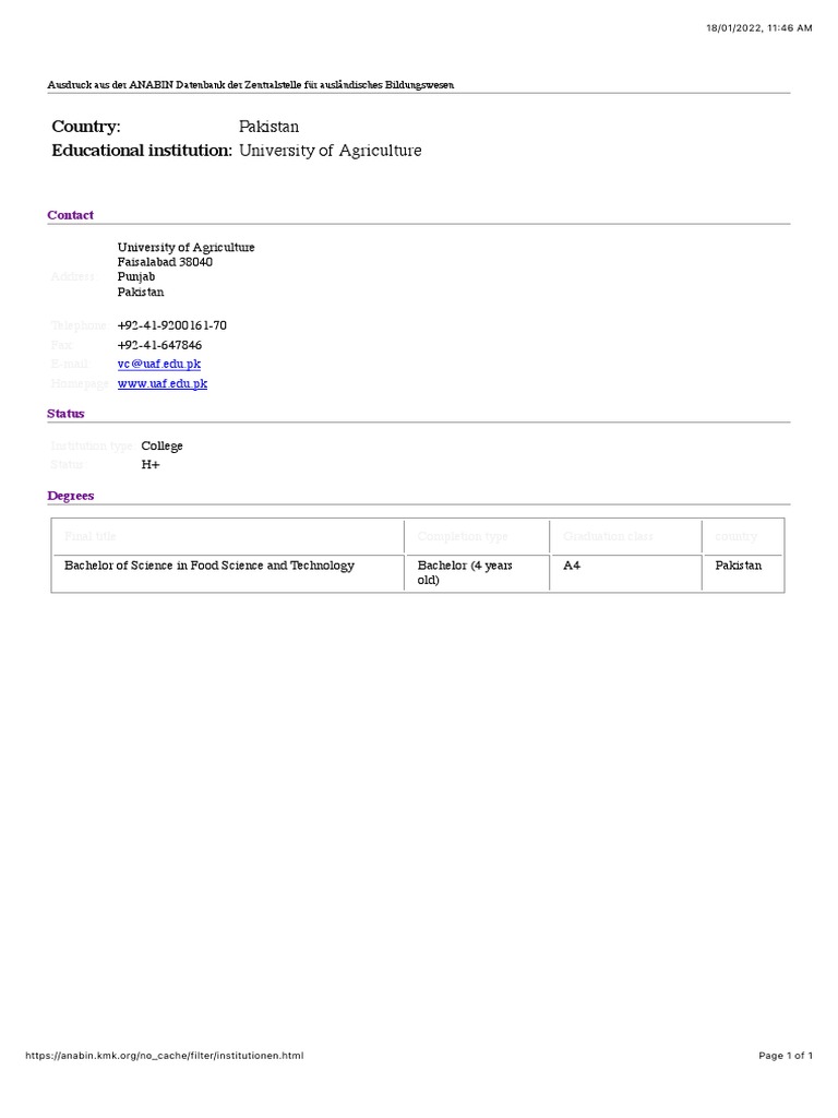 Pakistan University Profile | PDF