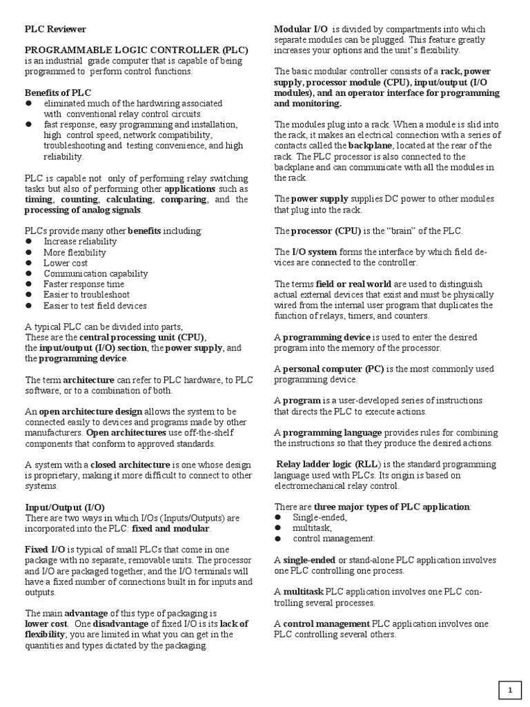 PLC Reviewer PDF | PDF | Programmable Logic Controller | Logic Gate