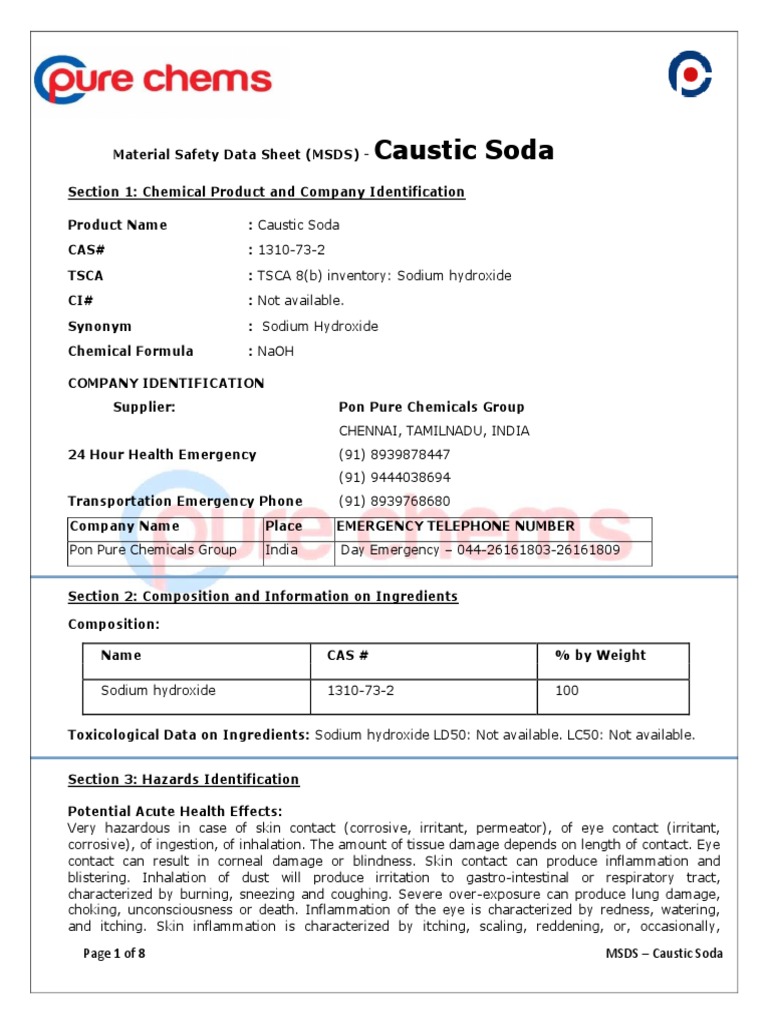 Caustic Soda (English) | Download Free PDF | Sodium Hydroxide | Water