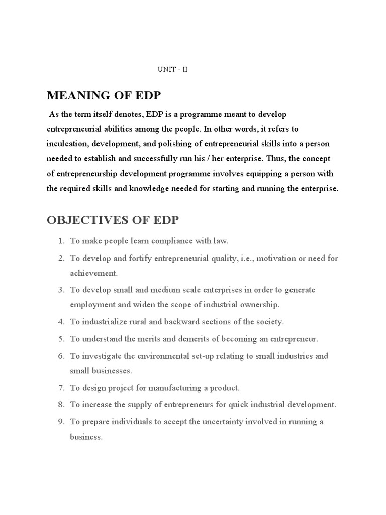 Meaning of Edp | Download Free PDF | Entrepreneurship | Economies