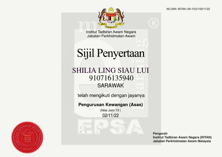 Sijil Epsa 2 | PDF