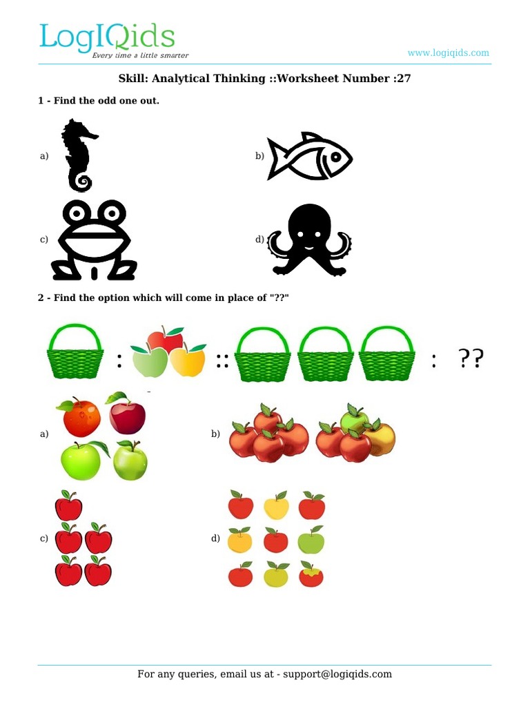 Skill: Analytical Thinking::Worksheet Number:27: 1 - Find The Odd One ...