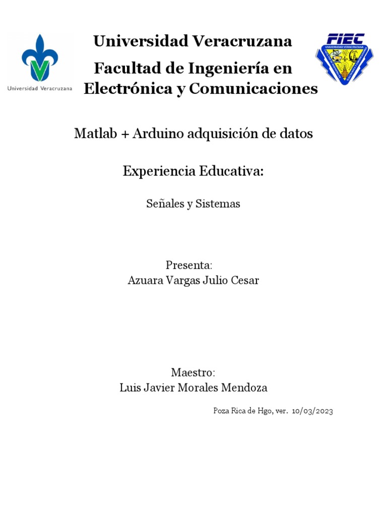 Matlab+ Arduino | PDF | Adquisición de datos | Sistema Integrado