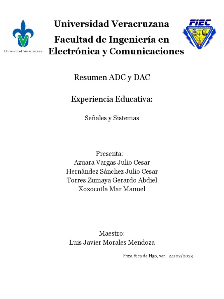 Resumen ADC y DAC | PDF | Convertidor digital a analógico | Conversor ...