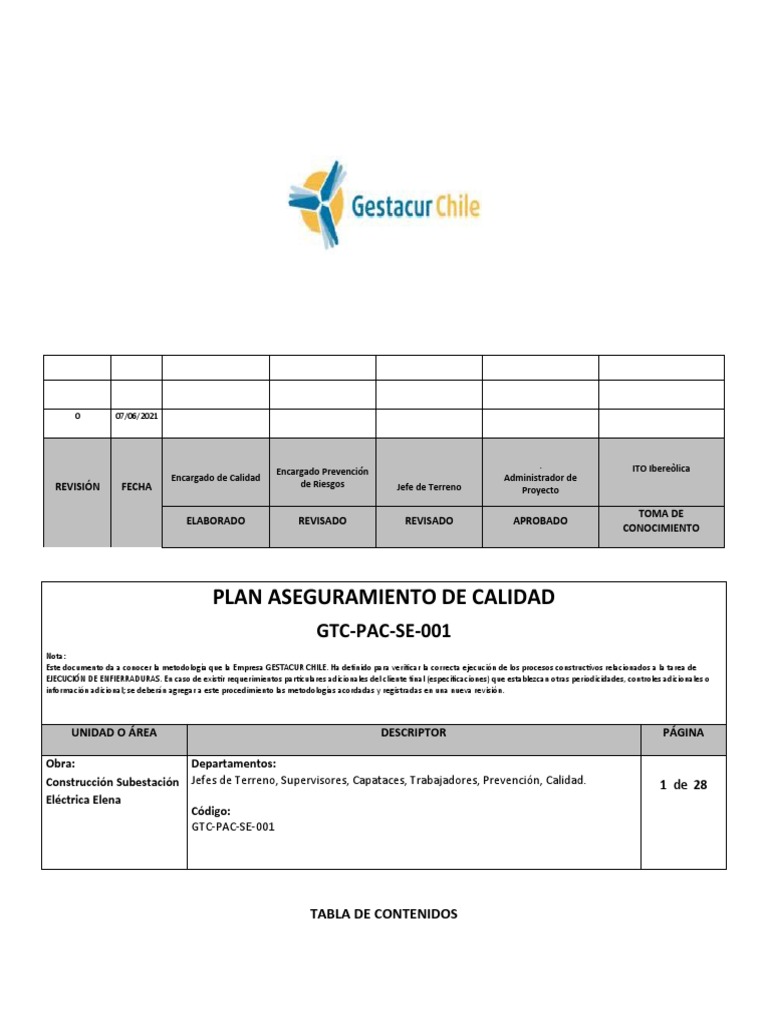 GTC-PAC-SE-001 - Rev.A Plan Aseguramiento de Calidad. | PDF | Calidad ...