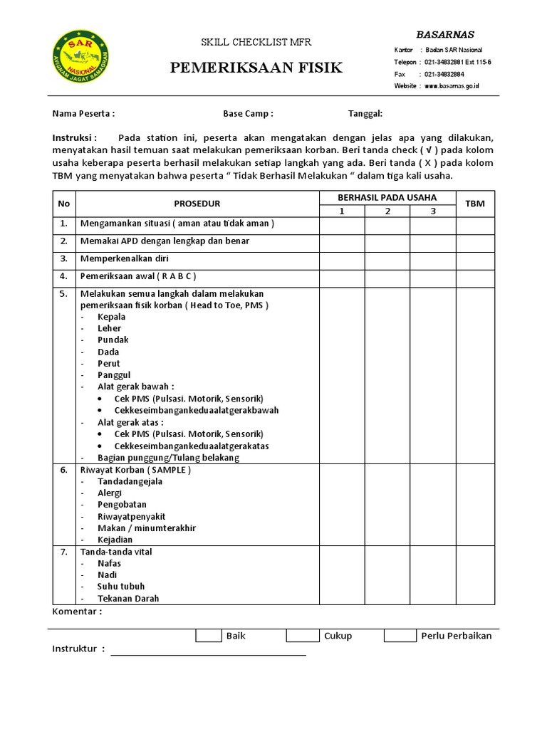 Skill Checklist MFR | PDF