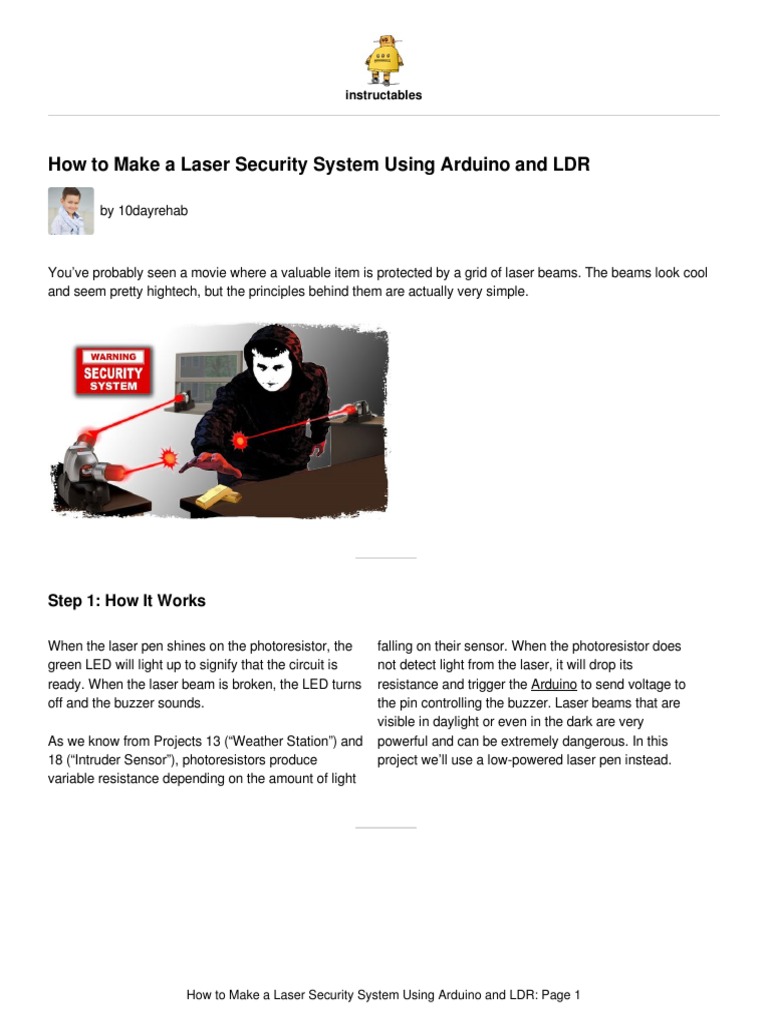 How To Make A Laser Security System Using Arduino PDF | PDF | Arduino ...