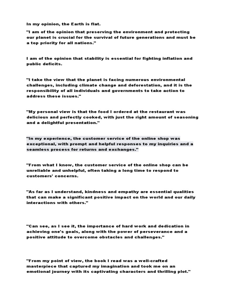 Examples of Opinions and Facts | PDF