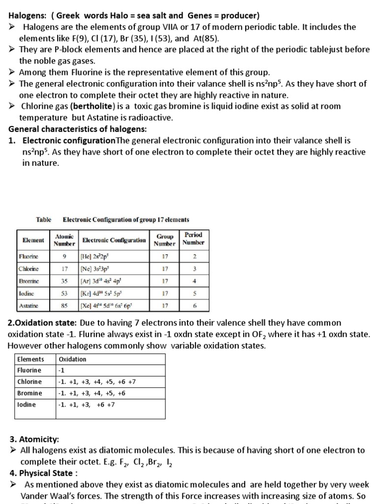 Halogens (Explained Properly) | Download Free PDF | Chlorine | Iodine