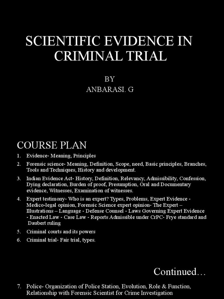 Scientific Evidence in Criminal Trial | PDF | Forensic Science ...