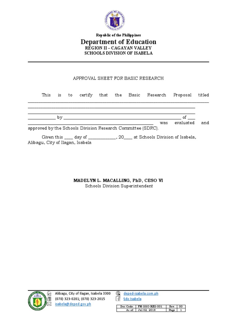 Template 5 Approval Sheet For Basic Research | PDF
