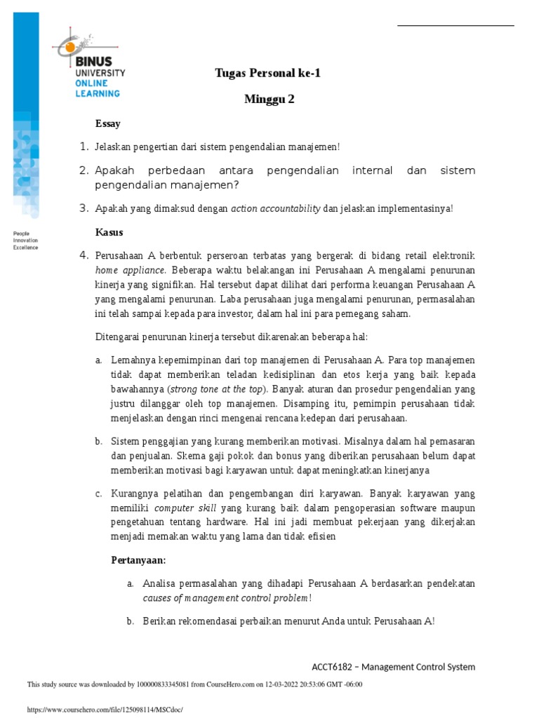 Tugas Personal Ke-1 Minggu 2: Essay | PDF