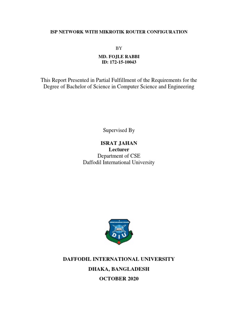 This Report Presented in Partial Fulfillment of The Requirements For ...