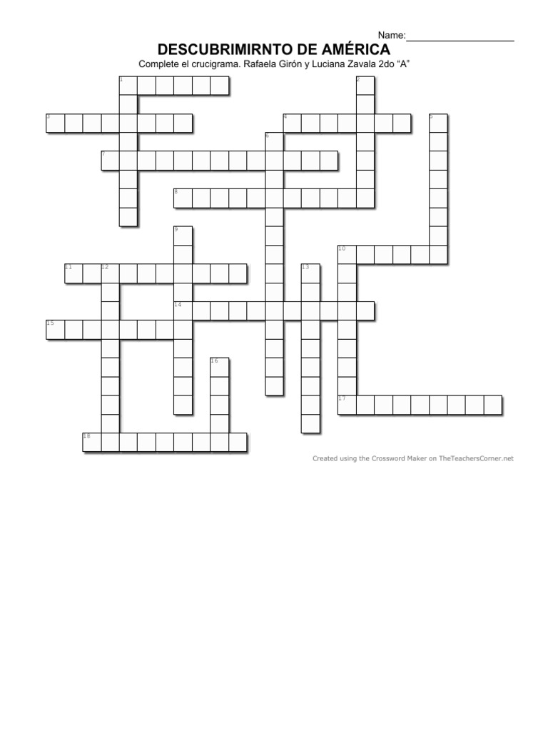 Crucigrama Descubrimiento de América | PDF