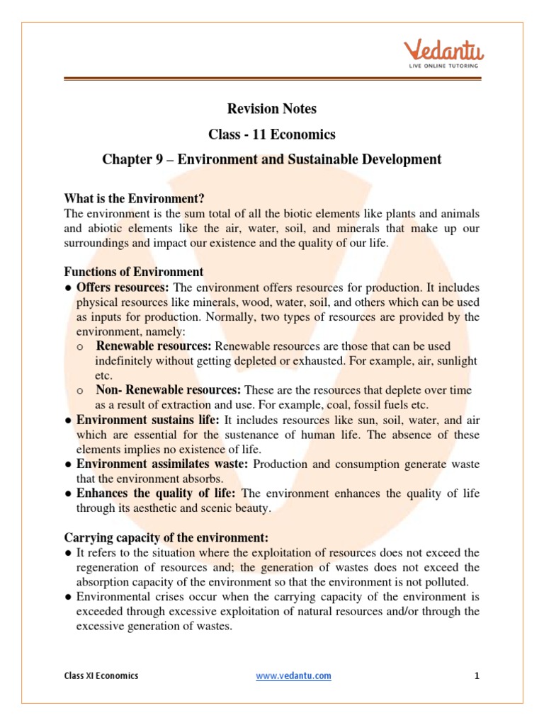 Class 11 Indian Economic Development Chapter 9 Revision Notes Pdf 0511