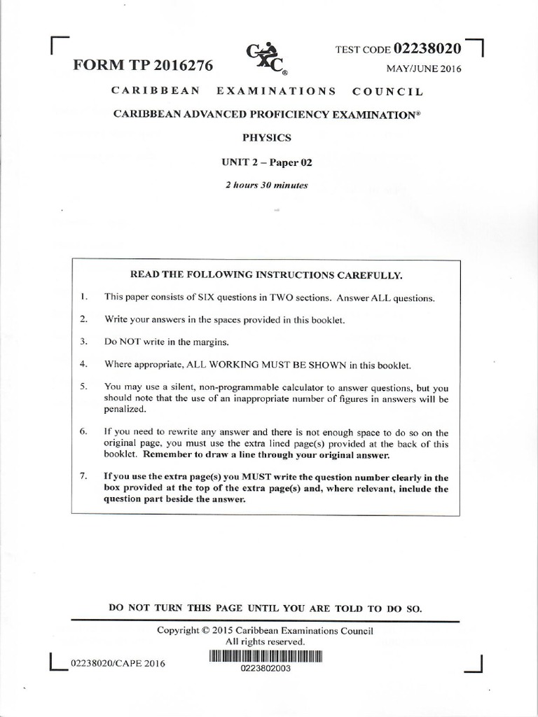 Unit 2 P2 2016 | PDF