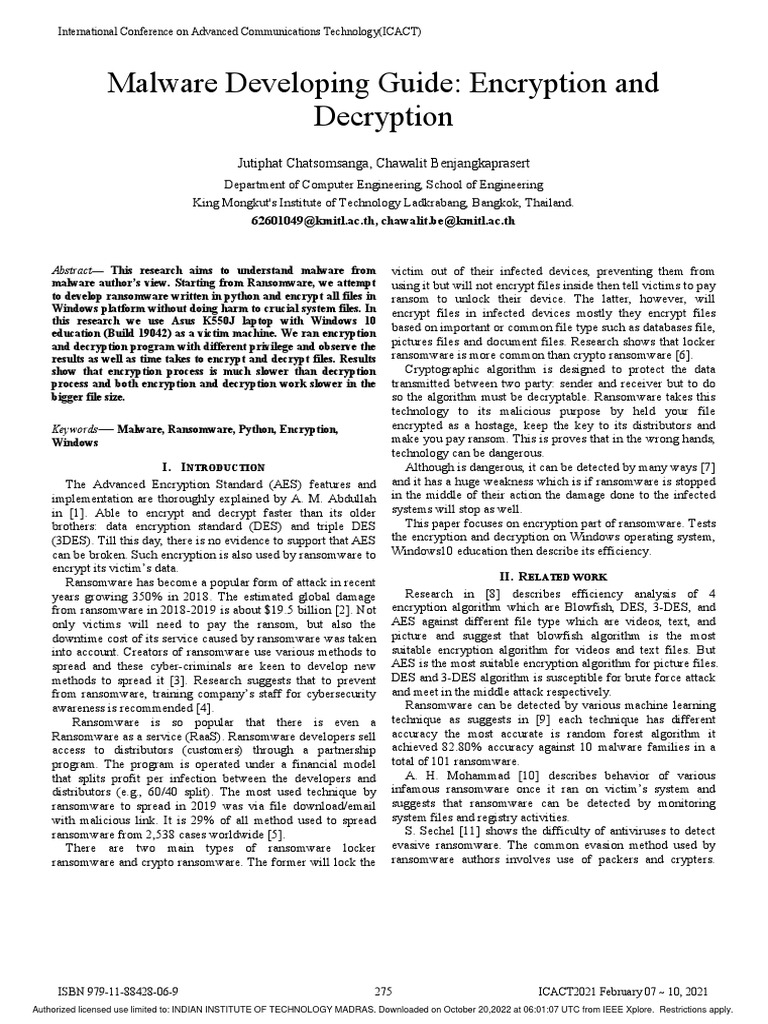 Malware Developing Guide Encryption and Decryption | PDF | Ransomware ...