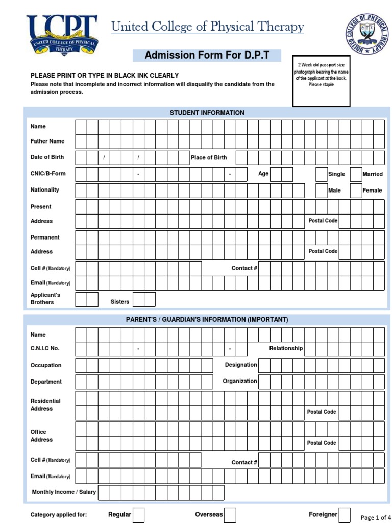 Admission Form 2020 2021 | PDF | University And College Admission