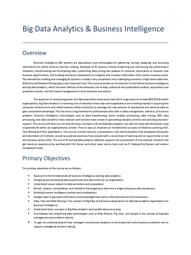 Big Data Analytics & Business Intelligence | PDF | Business Intelligence | Analytics